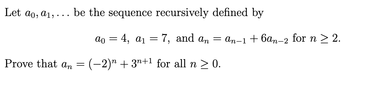 Solved Let ao, Q1, ... be the sequence recursively defined | Chegg.com