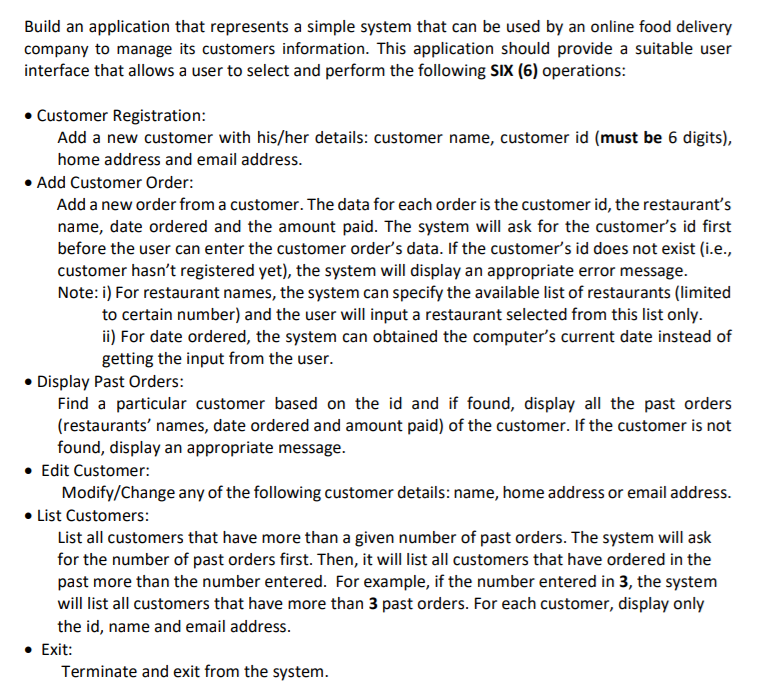 Solved Build an application that represents a simple system | Chegg.com