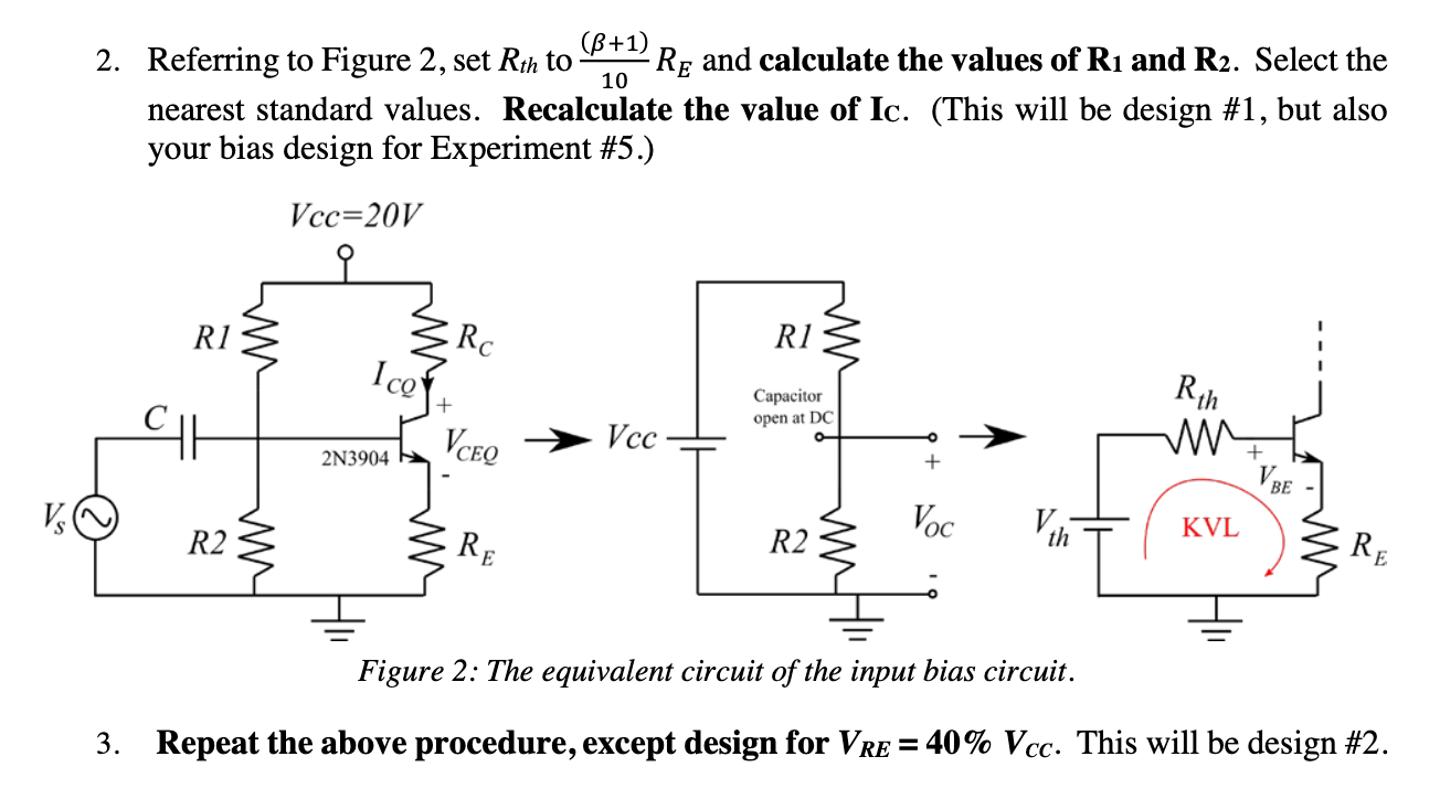 Solved 10 (B+1) 2. Referring to Figure 2, set Rth to Re and | Chegg.com