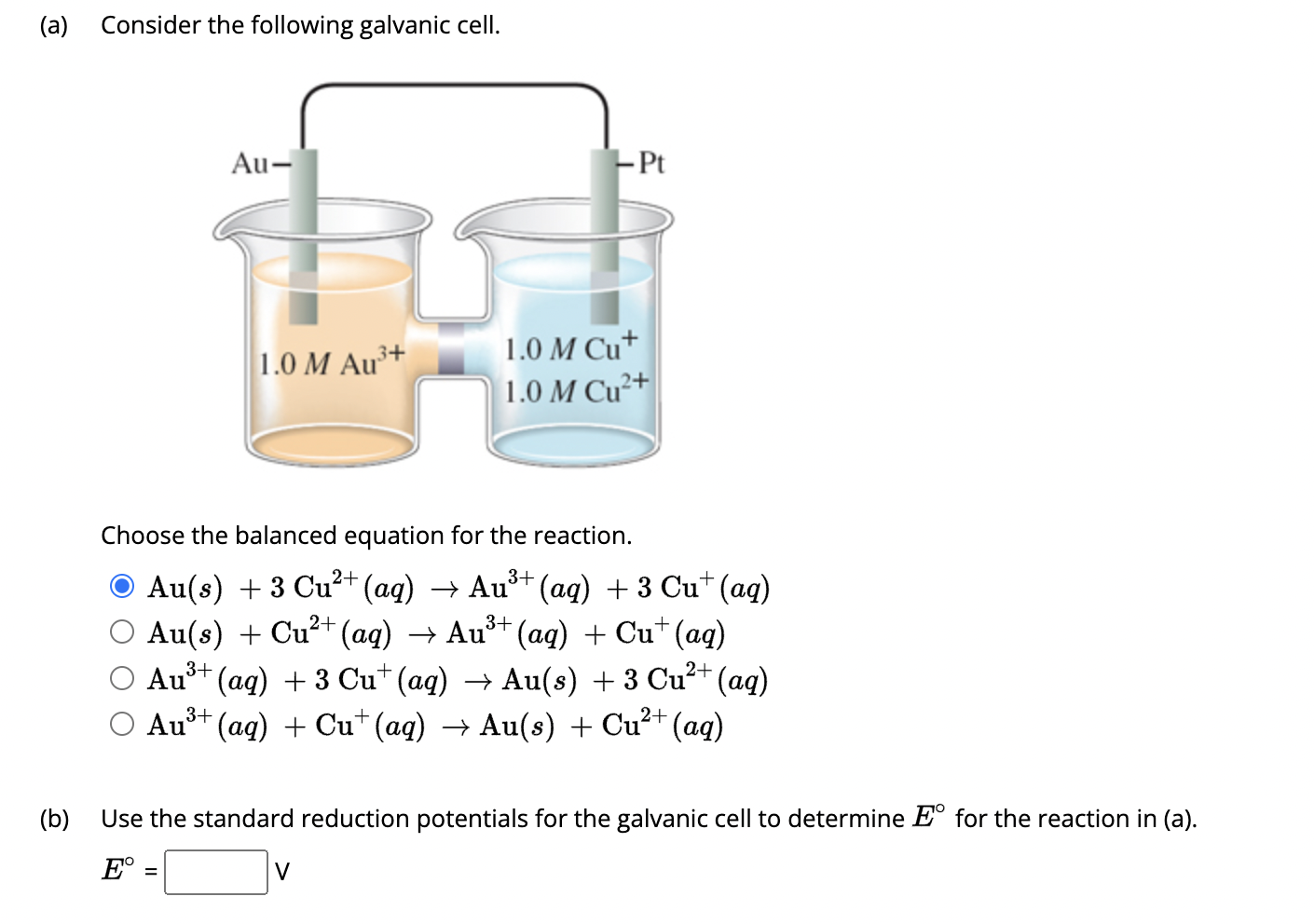 Solved (a) Consider the following galvanic cell. Choose the | Chegg.com