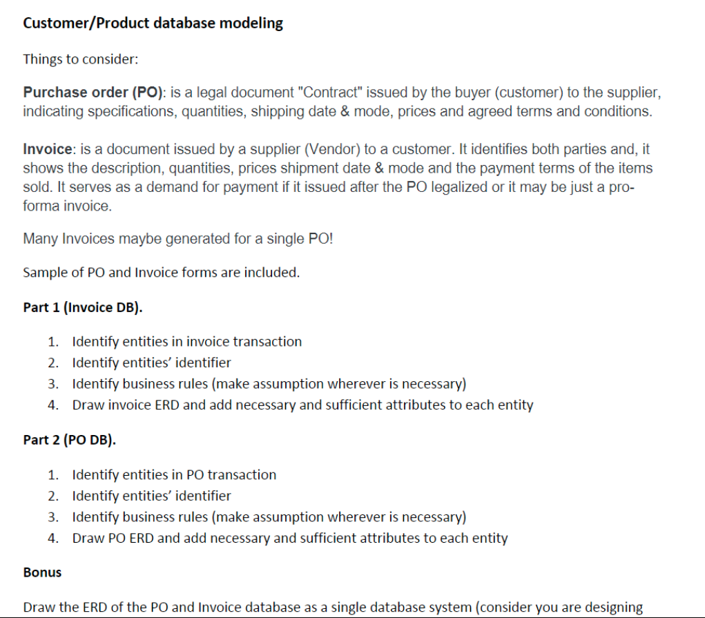 Solved Customer/Product database modelingThings to | Chegg.com