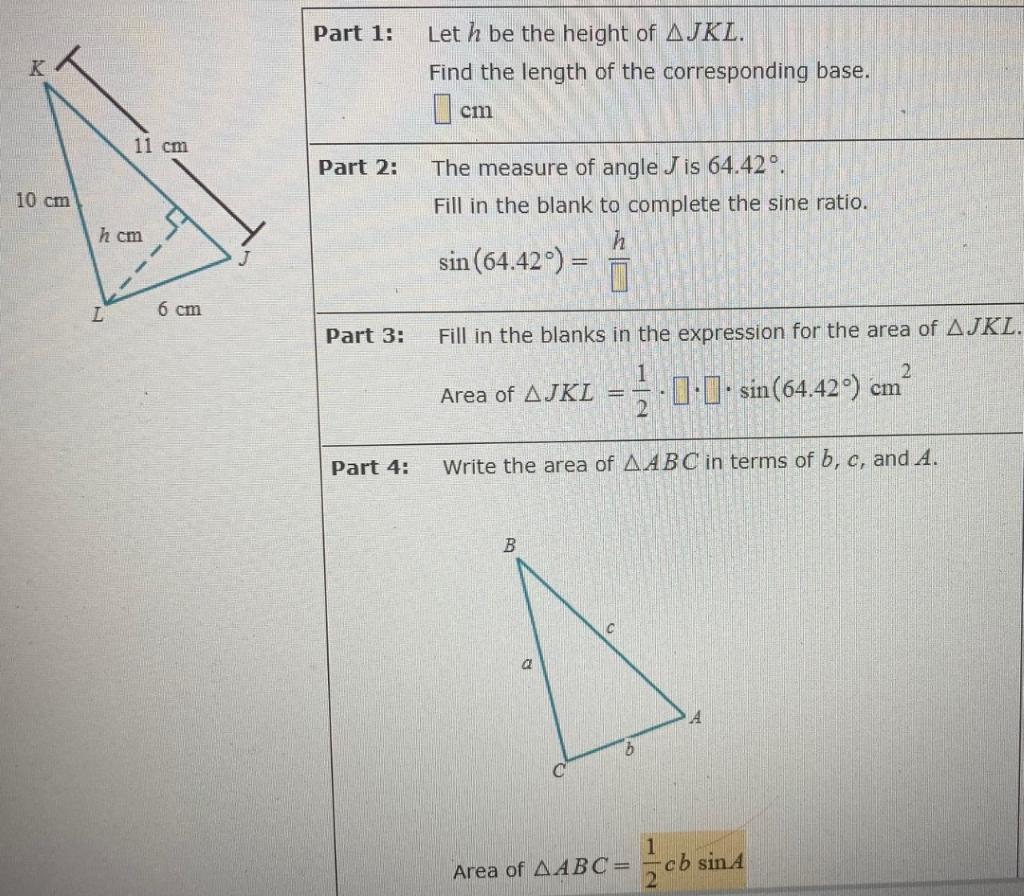 Solved 1: Let h be the height of JKL. Find the length of | Chegg.com