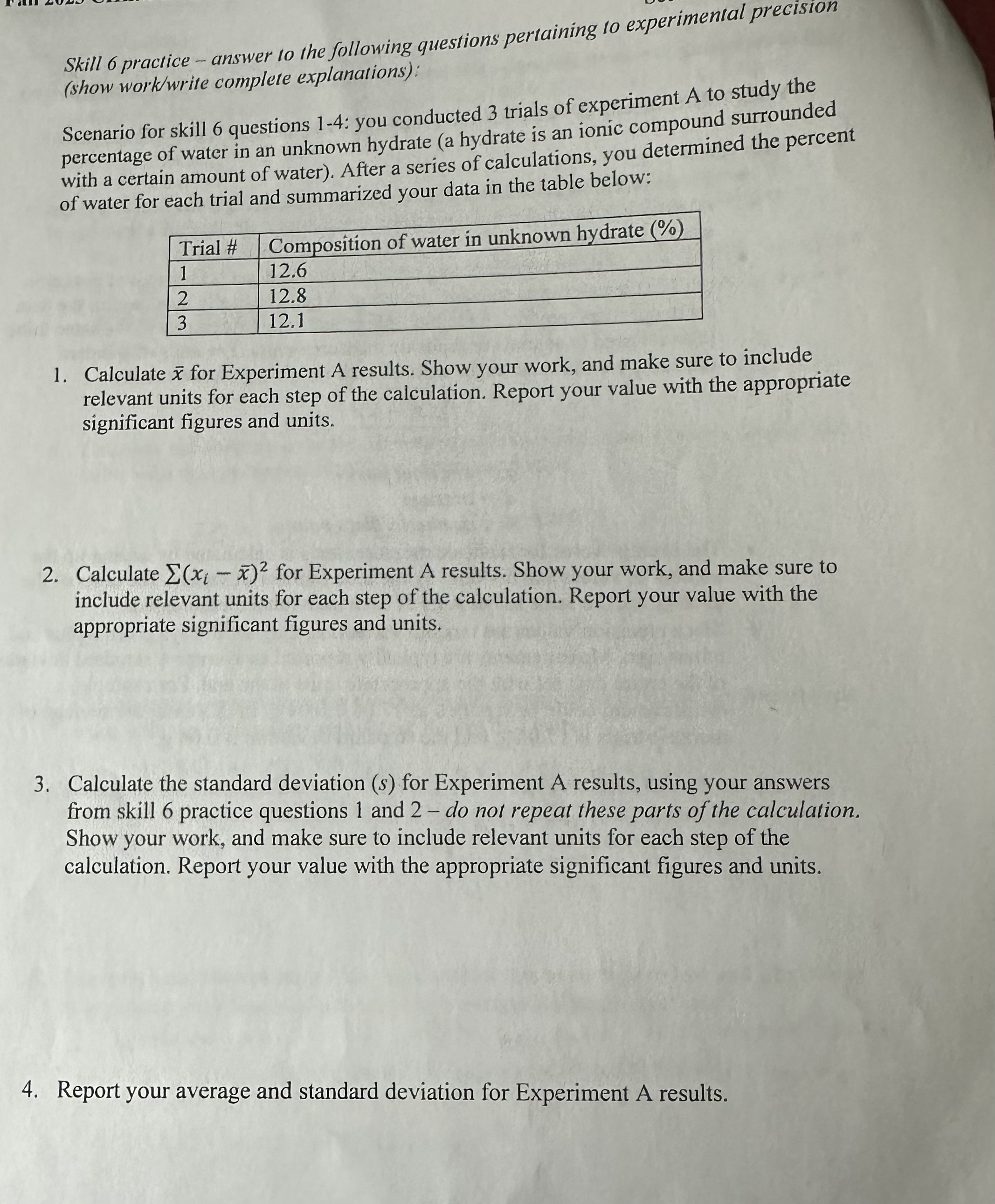 Solved Skill 6 practice - answer to the following questions | Chegg.com