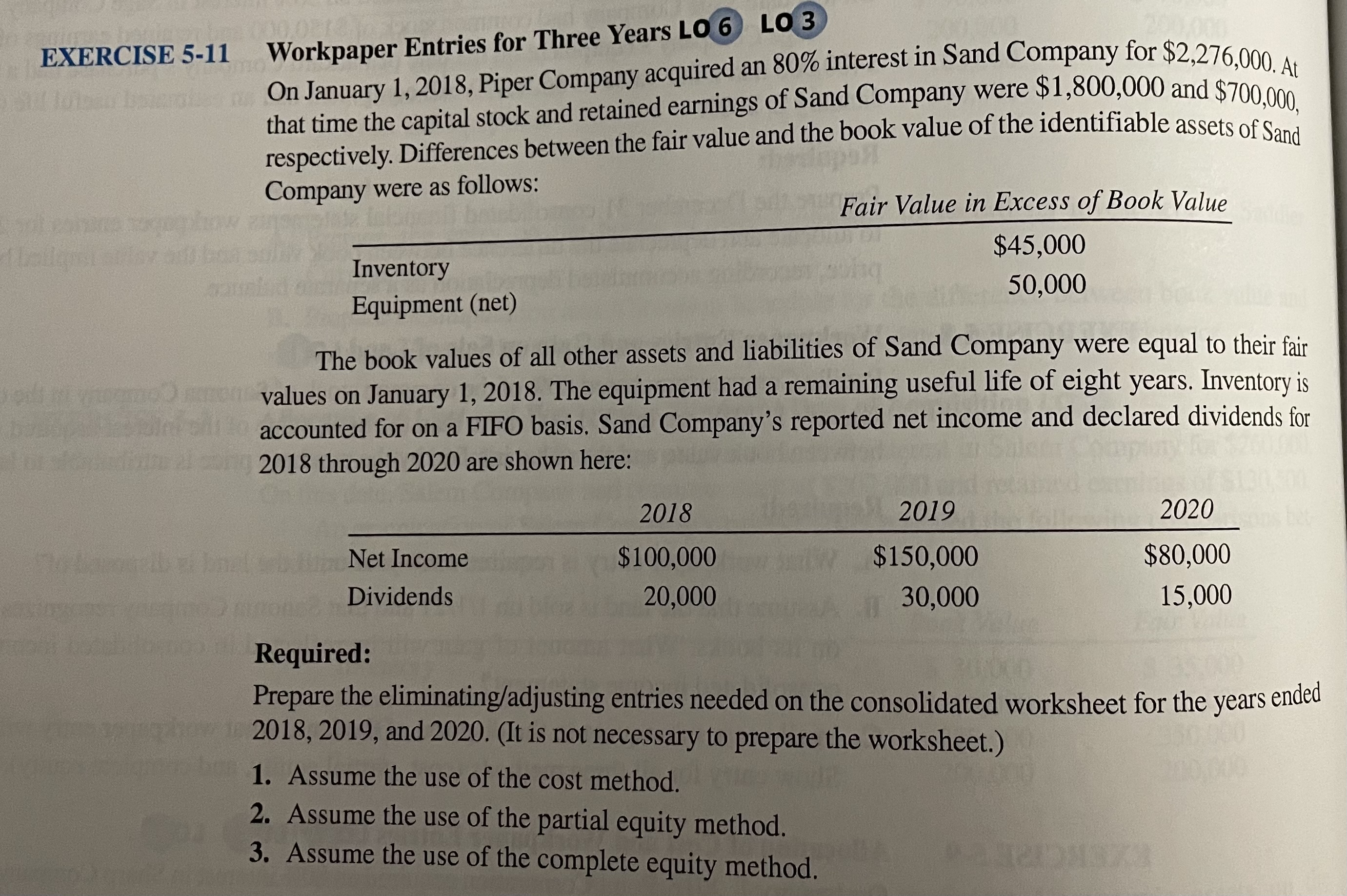 Solved Workpaper Entries for Three Years LO 6 LO 3 On | Chegg.com