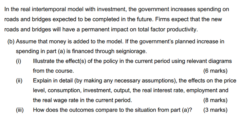 Solved In the real intertemporal model with investment, the | Chegg.com