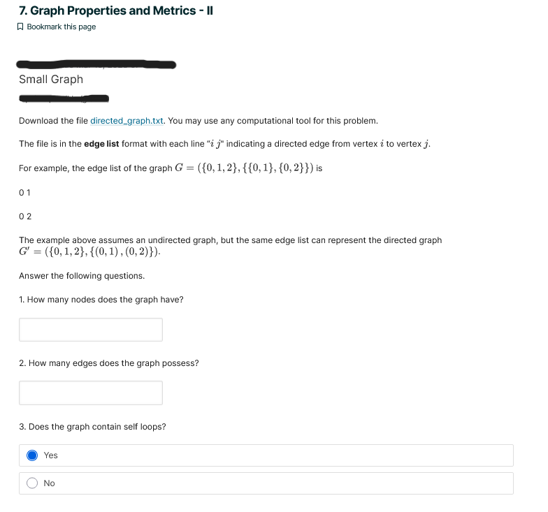 Solved 7. Graph Properties and Metrics - II D Bookmark this | Chegg.com