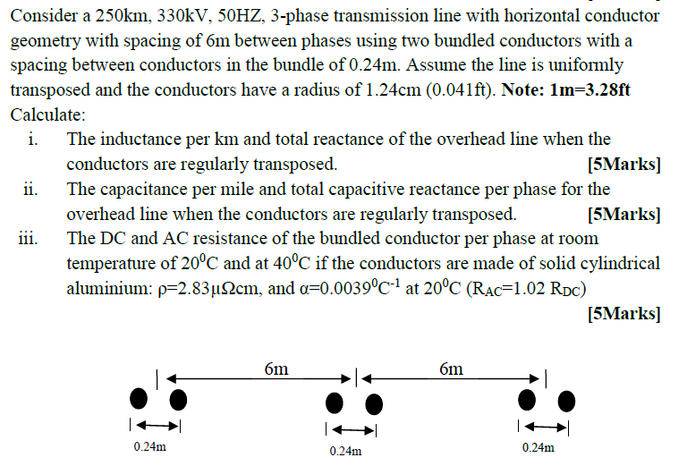 Solved Consider a 250 km,330kV,50HZ,3-phase transmission | Chegg.com