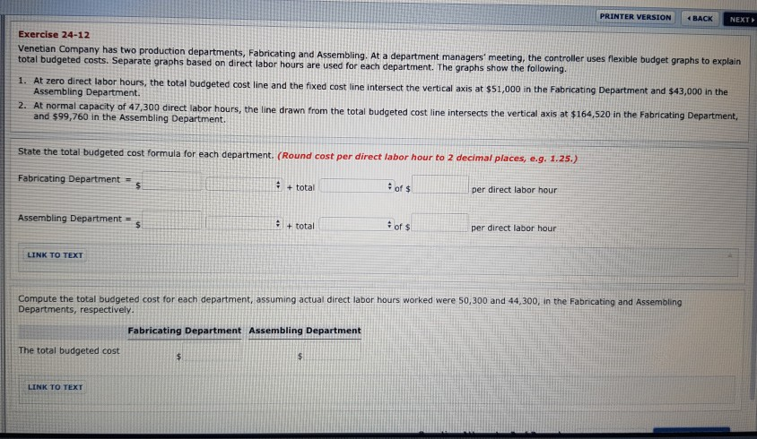 Solved PRINTER VERSION BACK NEXT Exercise 24-12 on | Chegg.com