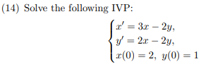 Solved (14) Solve the following IVP: | Chegg.com