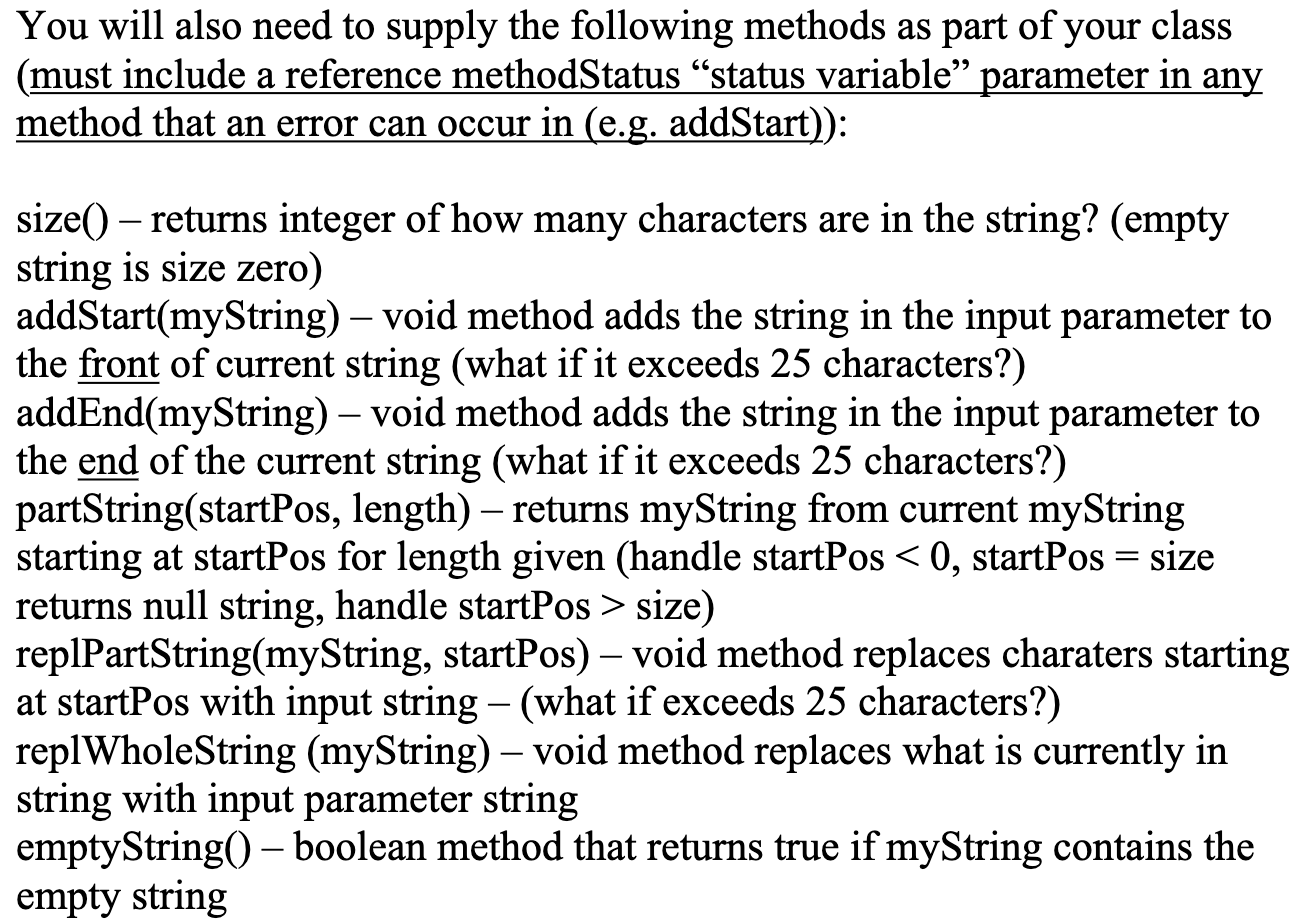 Solved You are to create your own version of a string class | Chegg.com