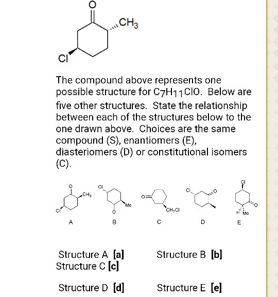 Solved CH3 CI The compound above represents one possible | Chegg.com