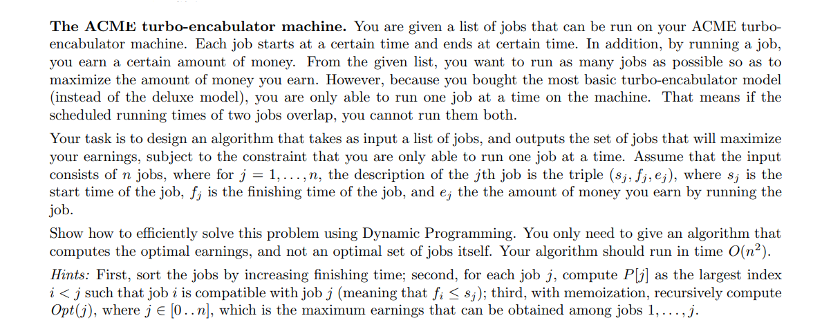 The ACME turbo-encabulator machine. You are given a | Chegg.com