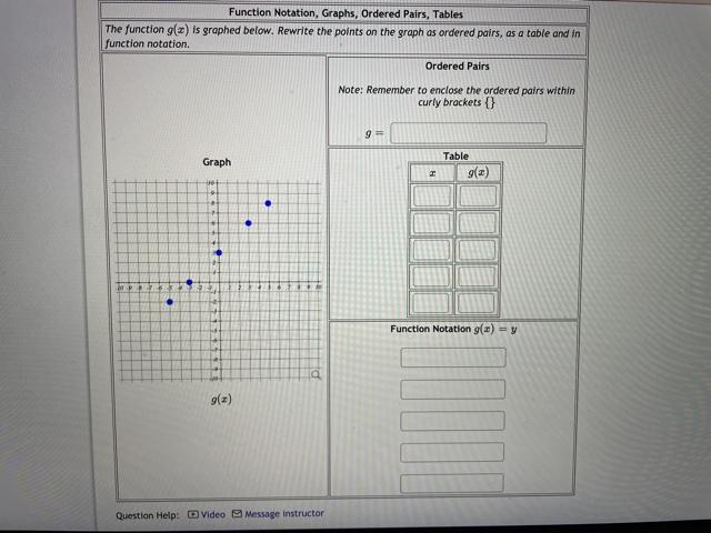 Solved Function Notation Graphs Ordered Pairs Tables The 0968