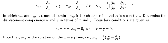 Solved For a problem in 2D small-displacement theory, the | Chegg.com