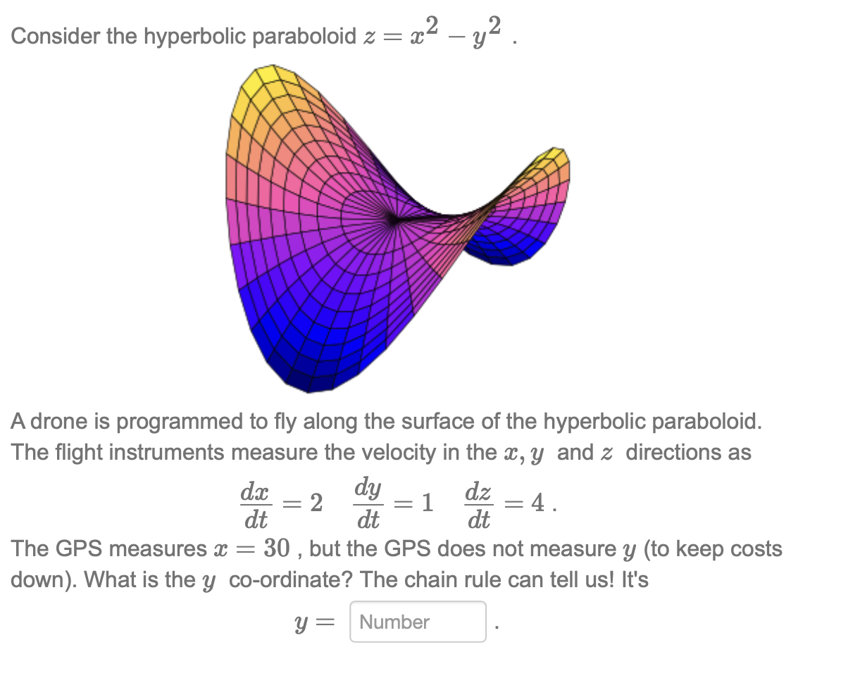 Solved Consider the hyperbolic paraboloid z=x2−y2. A drone | Chegg.com