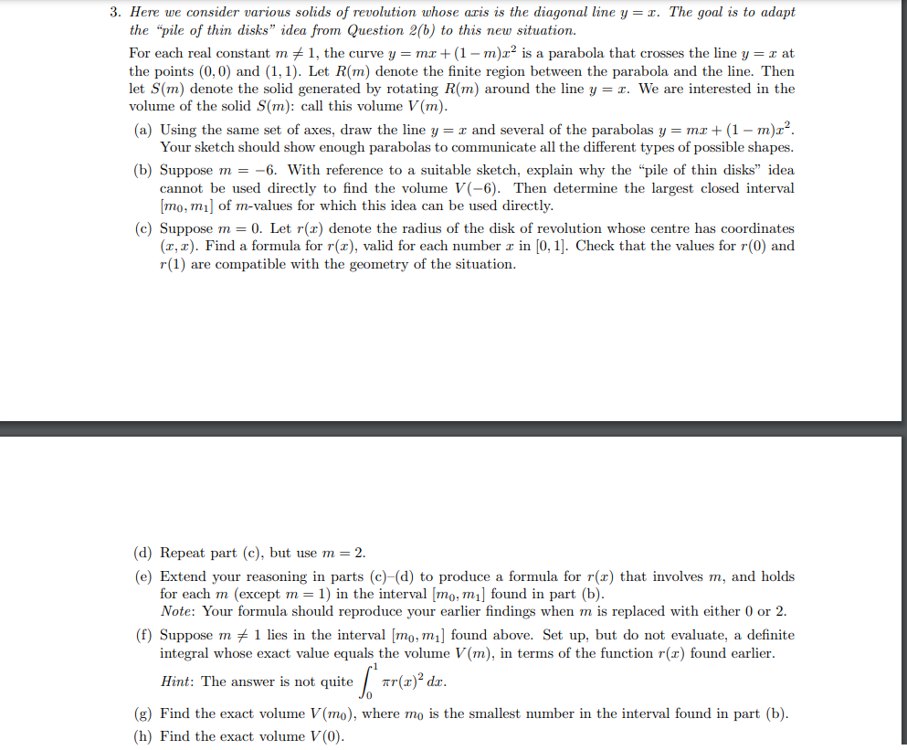 Solved 3. Here we consider various solids of revolution | Chegg.com