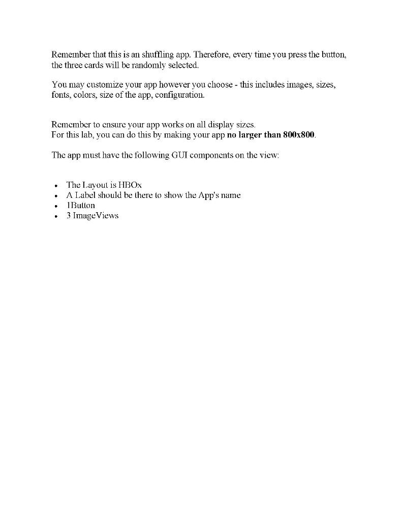 Lab 4 Objectives • Javafx Task Create An App For 