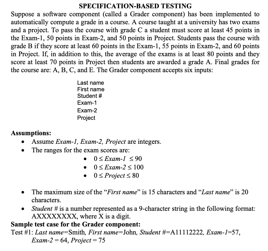 Solved SPECIFICATION-BASED TESTING Suppose a software | Chegg.com