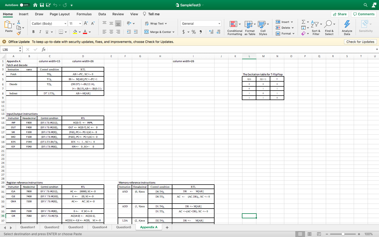 AutoSave OFF Svo = Sample Test3 Home Insert Draw Page | Chegg.com