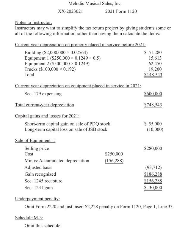 Instructions: Melodic Musical Sales, Inc. is located | Chegg.com