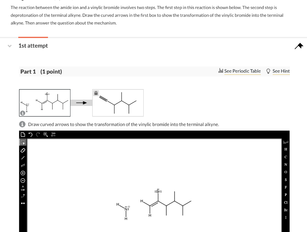Solved he reaction between the amide ion and a vinylic | Chegg.com