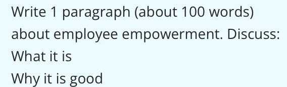 Solved Write 1 paragraph (about 100 words) about employee | Chegg.com