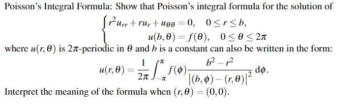 Solved Show that Poisson's Integral Formula is the solution | Chegg.com