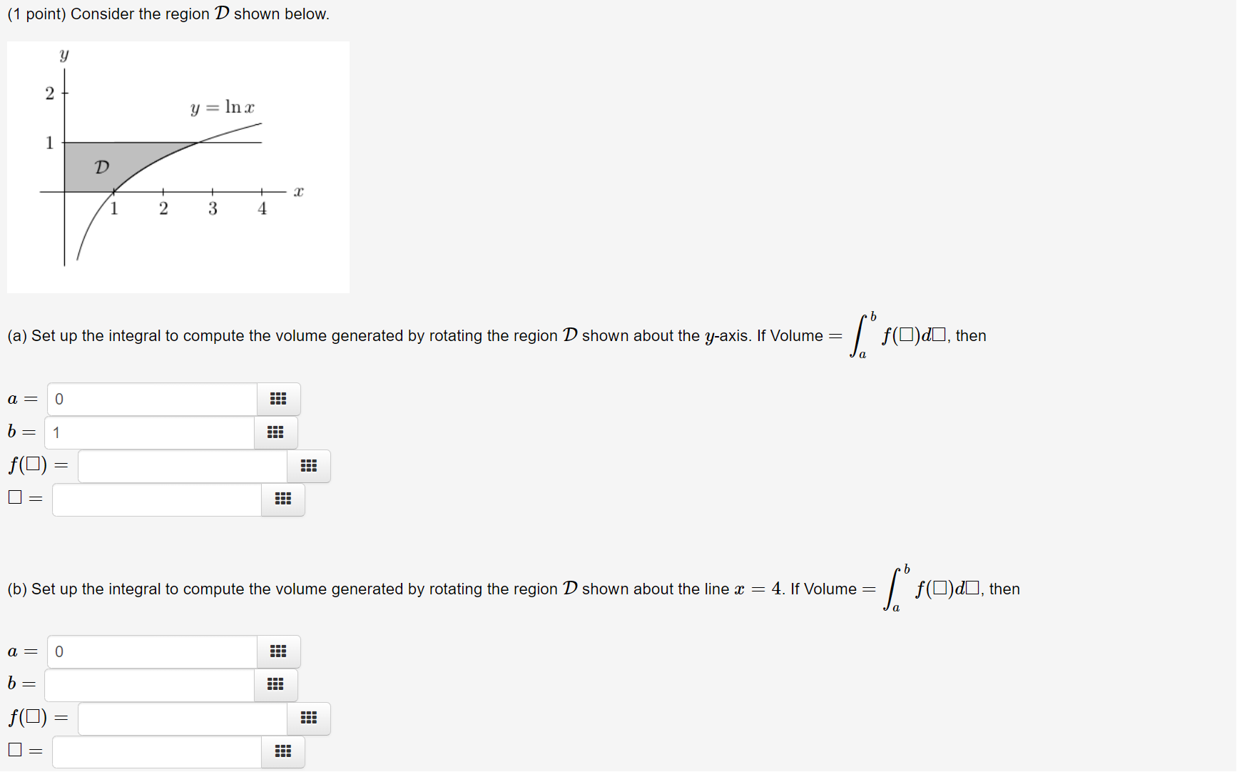 Solved (1 point) Consider the region D shown below. (a) Set | Chegg.com