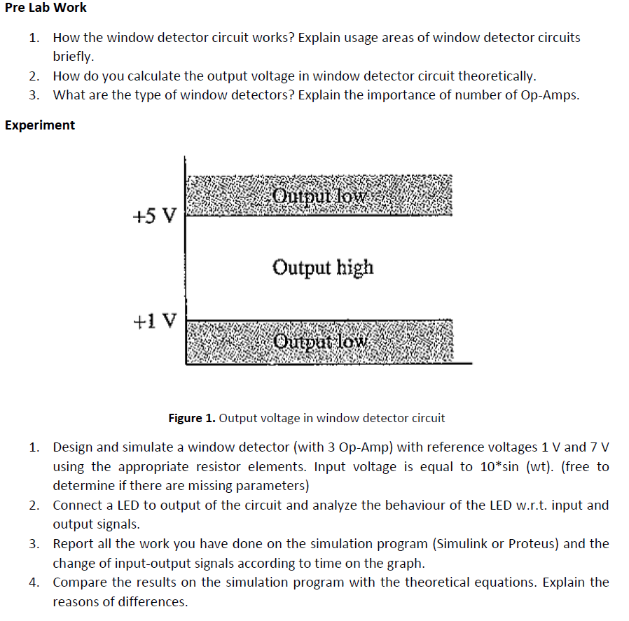 Solved Pre Lab Work 1. How the window detector circuit | Chegg.com