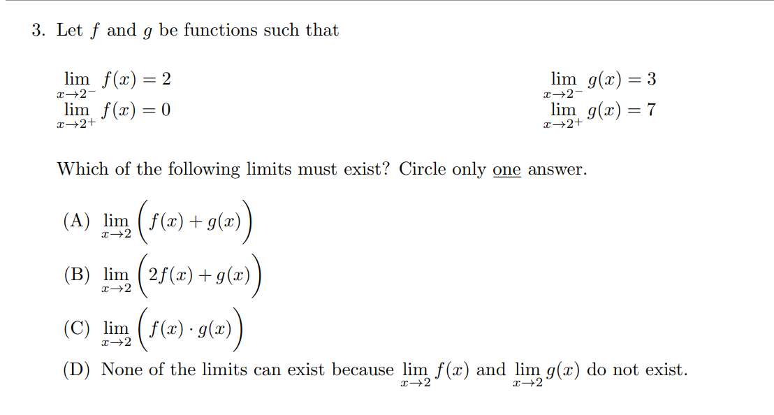 Solved 3. Let f and g be functions such that | Chegg.com