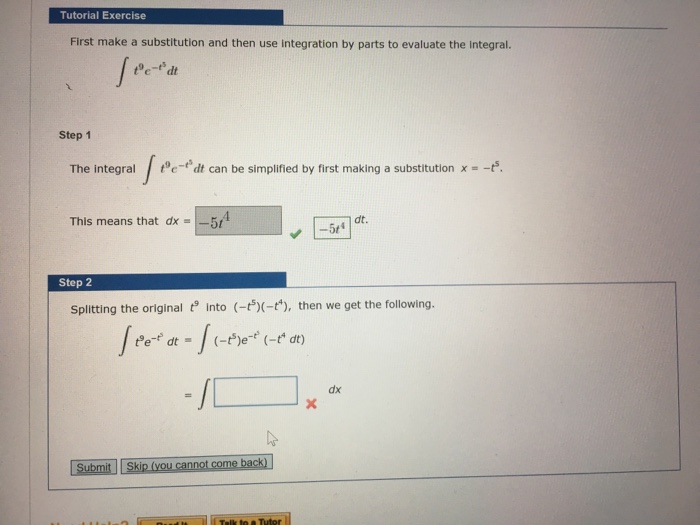Solved Tutorial Exercise First make a substitution and then | Chegg.com