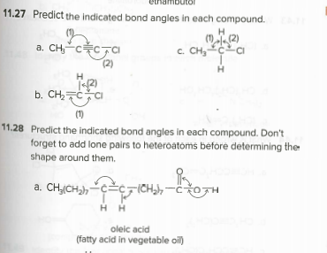 Solved 11.27 Predict the indicated bond angles in each | Chegg.com