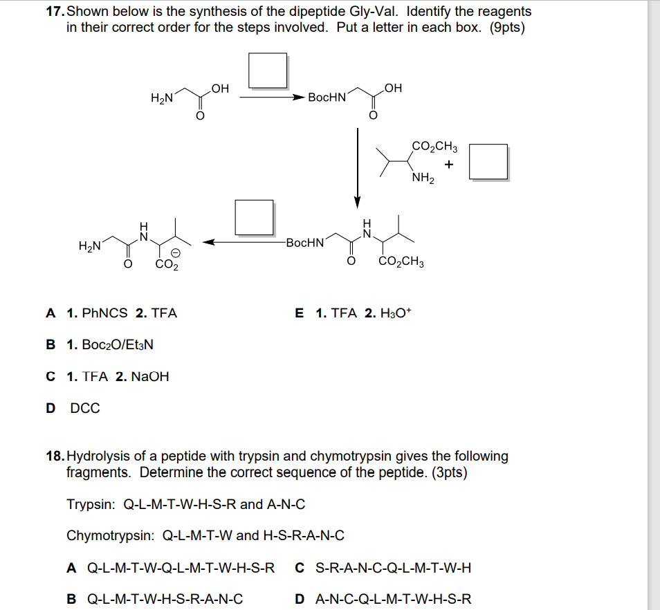 Solved 17. Shown below is the synthesis of the dipeptide | Chegg.com