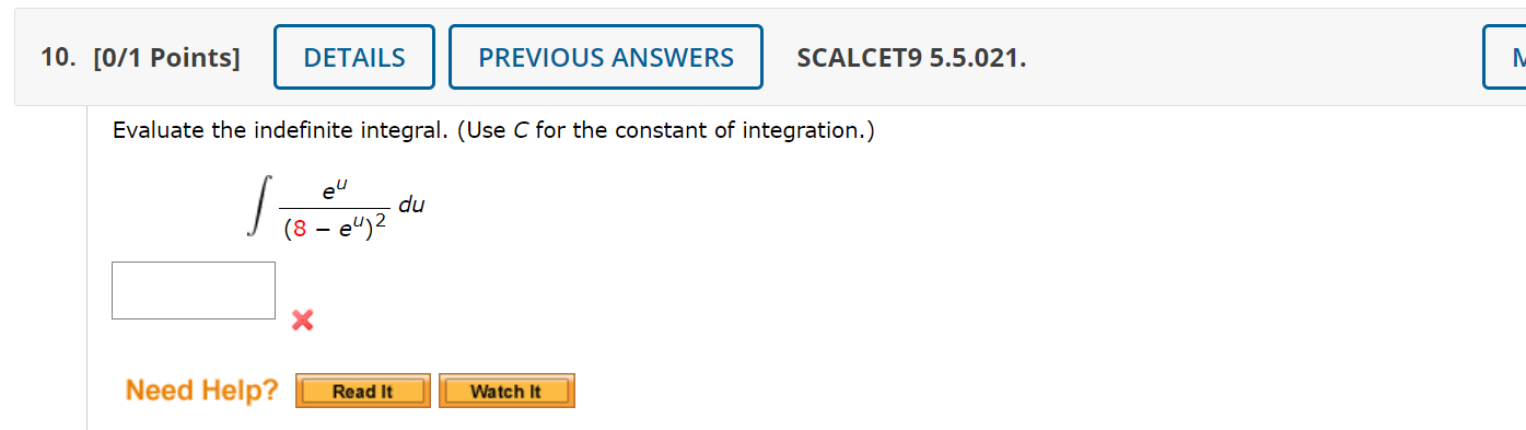 Solved 10. [0/1 Points] DETAILS PREVIOUS ANSWERS SCALCET9 | Chegg.com