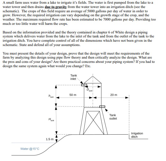 Solved design a system to pump the water from the lake to | Chegg.com