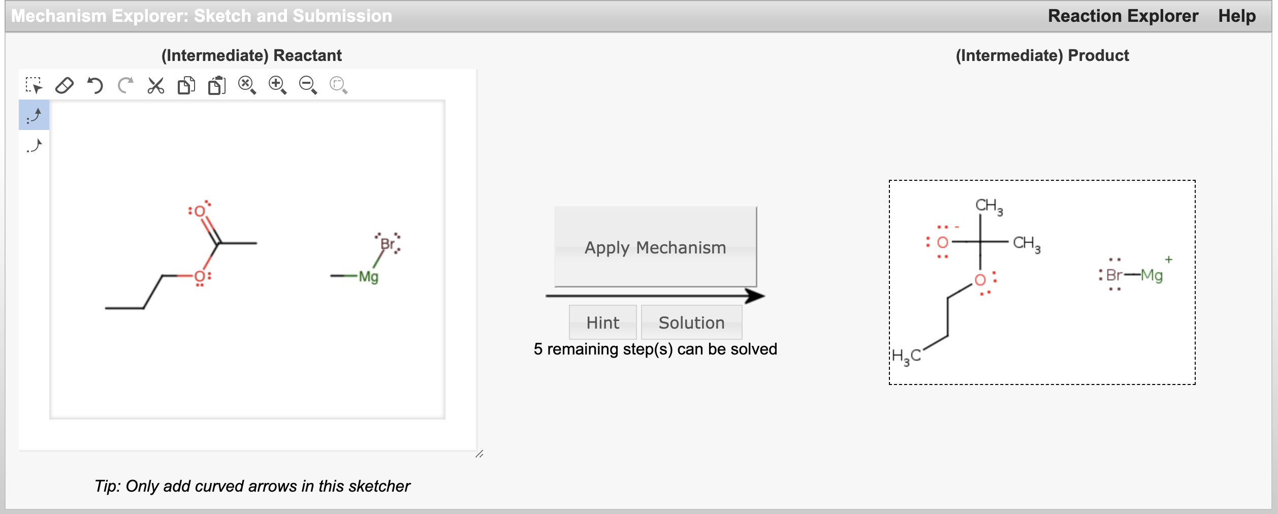 Mechanism Explorer: Sketch and Submission Reaction E) | Chegg.com