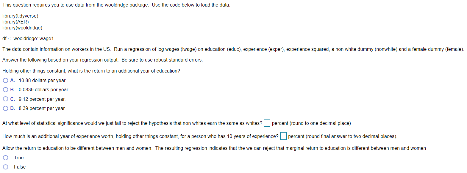 Solved This question requires you to use data from the | Chegg.com