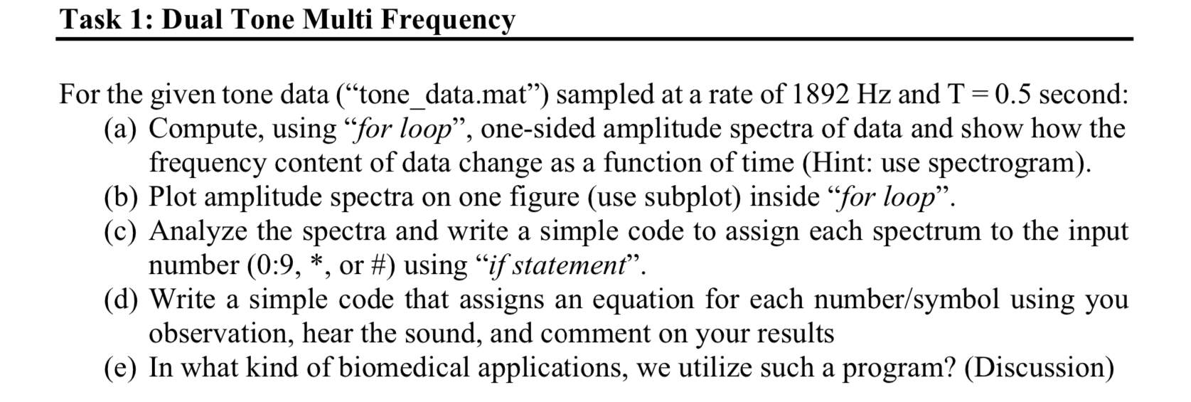 Solved For the given tone data ("tone_data.mat") sampled at | Chegg.com