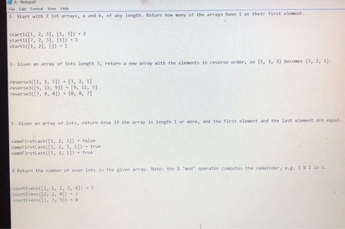 Solved A Notepad File Edit Format View Help Start with 2 int | Chegg.com