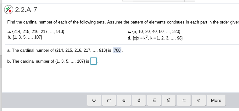Solved Find the cardinal number of each of the following | Chegg.com