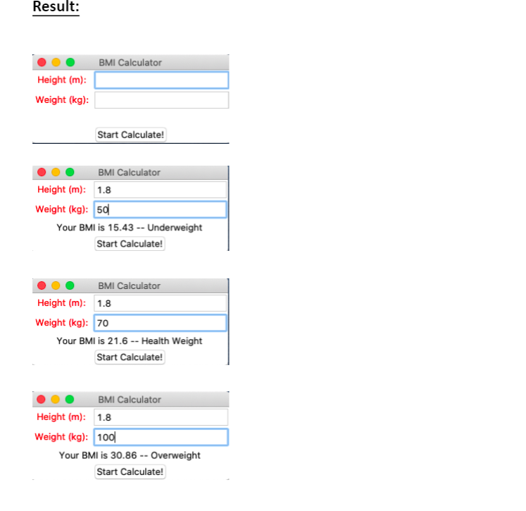 Solved BMI_Calculator Create a class called BMI_Calculator. | Chegg.com