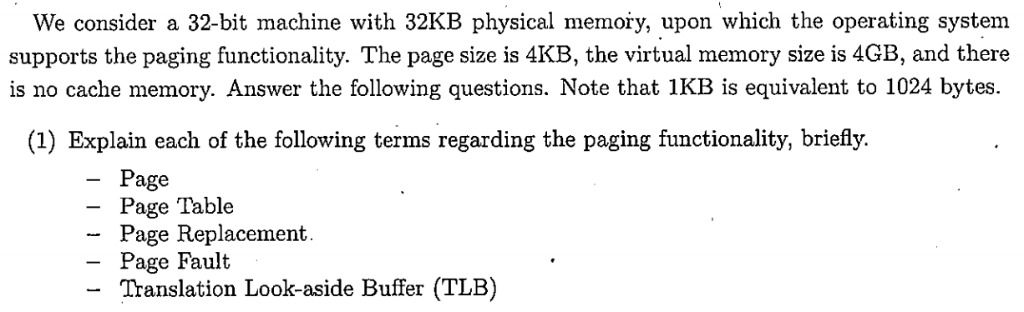 Solved We Consider A 32-bit Machine With 32kb Physical