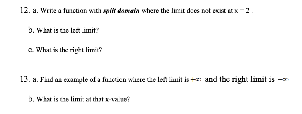 Solved 12. a. Write a function with split domain where the | Chegg.com