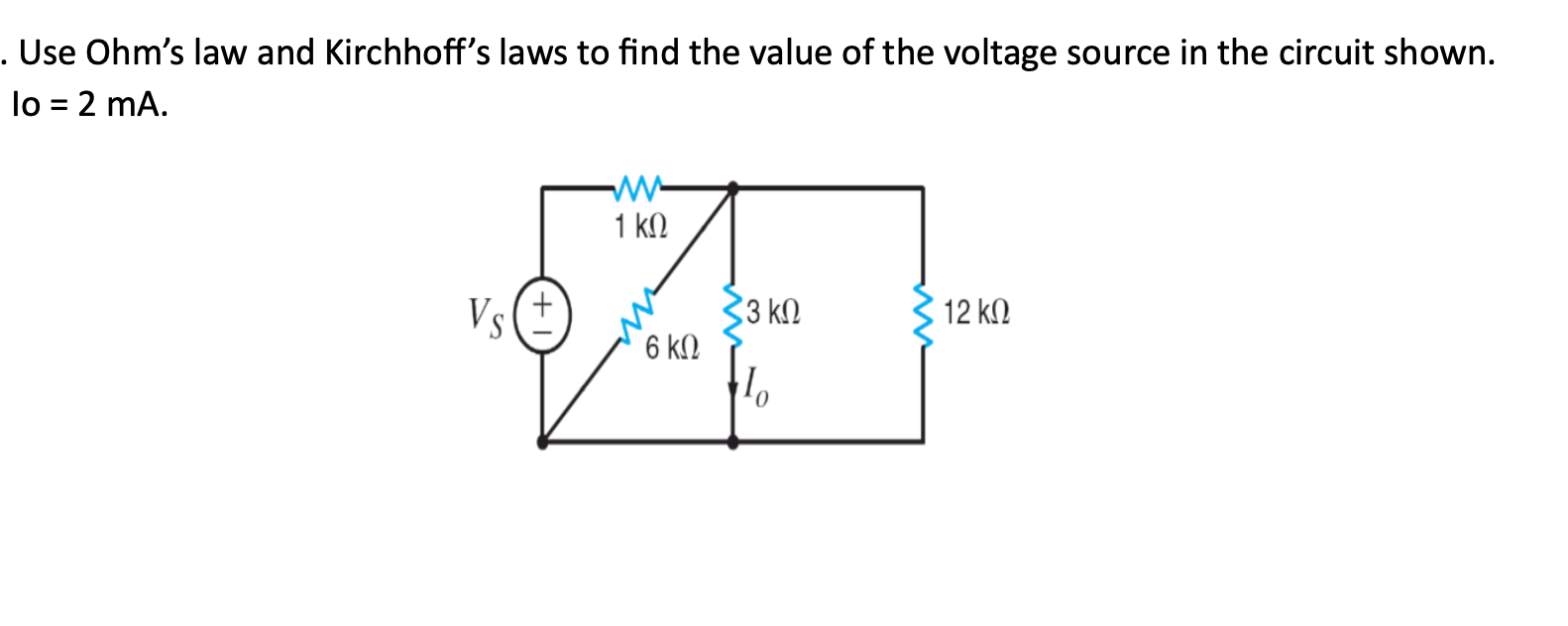 Solved Use Ohm's law and Kirchhoff's laws to find the value | Chegg.com