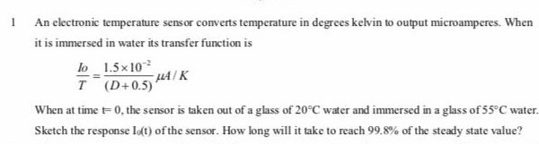 Solved 1 An electronic temperature sensor converts | Chegg.com