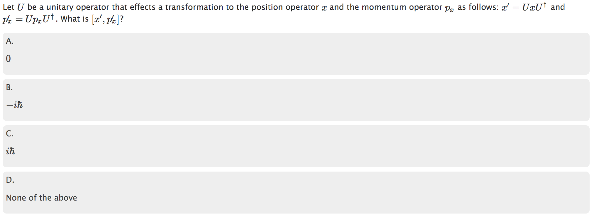 Solved Let U be a unitary operator that effects a | Chegg.com