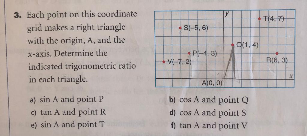 3. Each point on this coordinate grid makes a right | Chegg.com