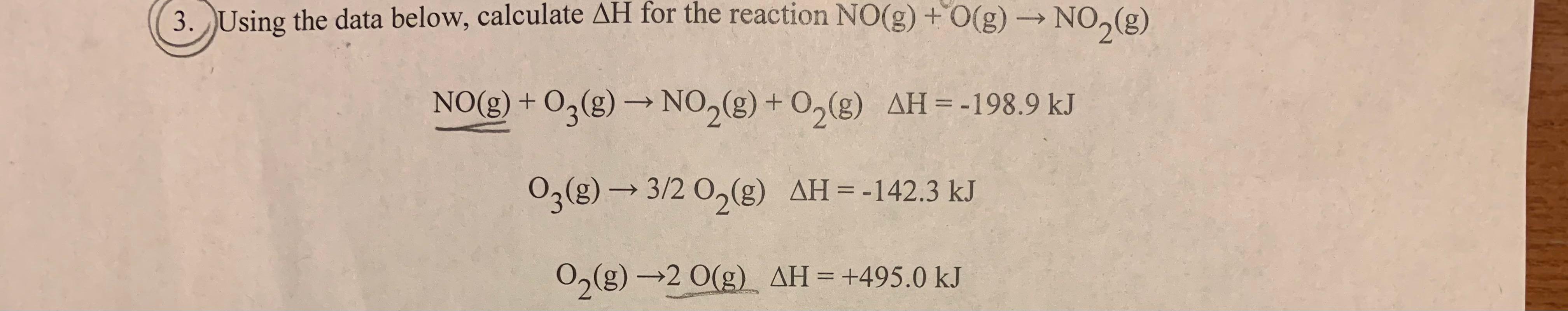 Solved 3. Using the data below, calculate AH for the | Chegg.com
