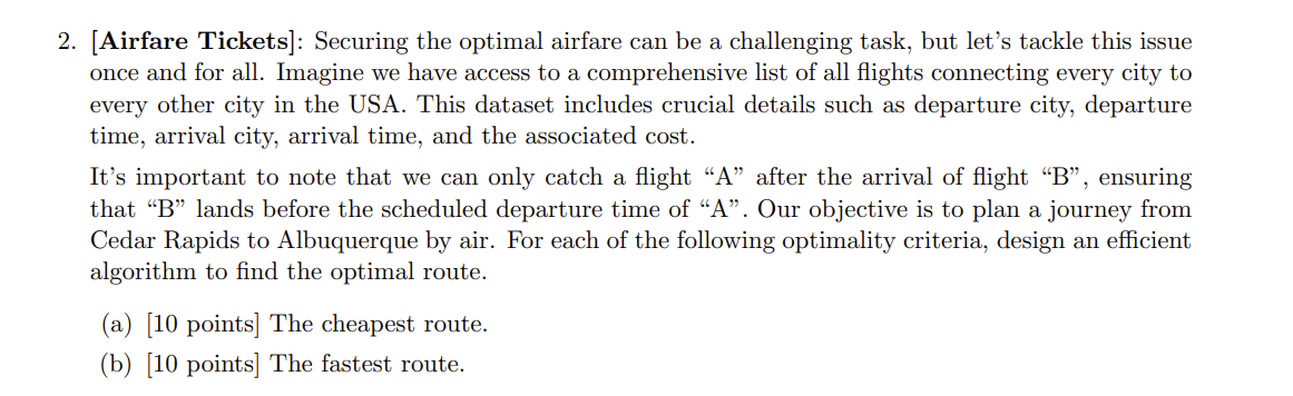 Solved 2. [Airfare Tickets]: Securing the optimal airfare | Chegg.com