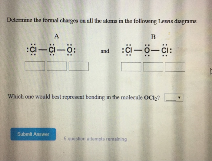 Solved Determine the formal charges on all the atoms in the | Chegg.com
